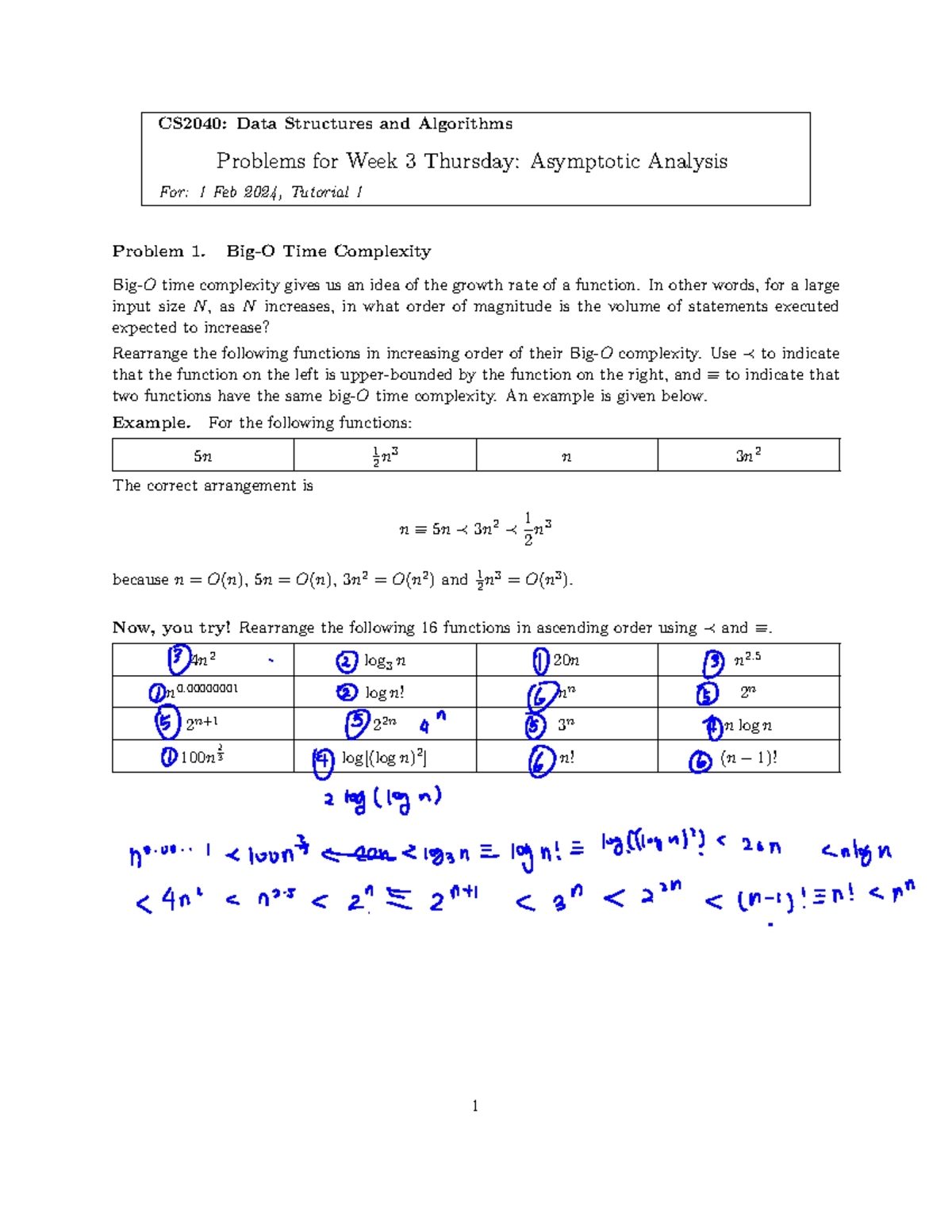 CS2040 Tutorial 1 Qns - CS2040: Data Structures and Algorithms Problems ...