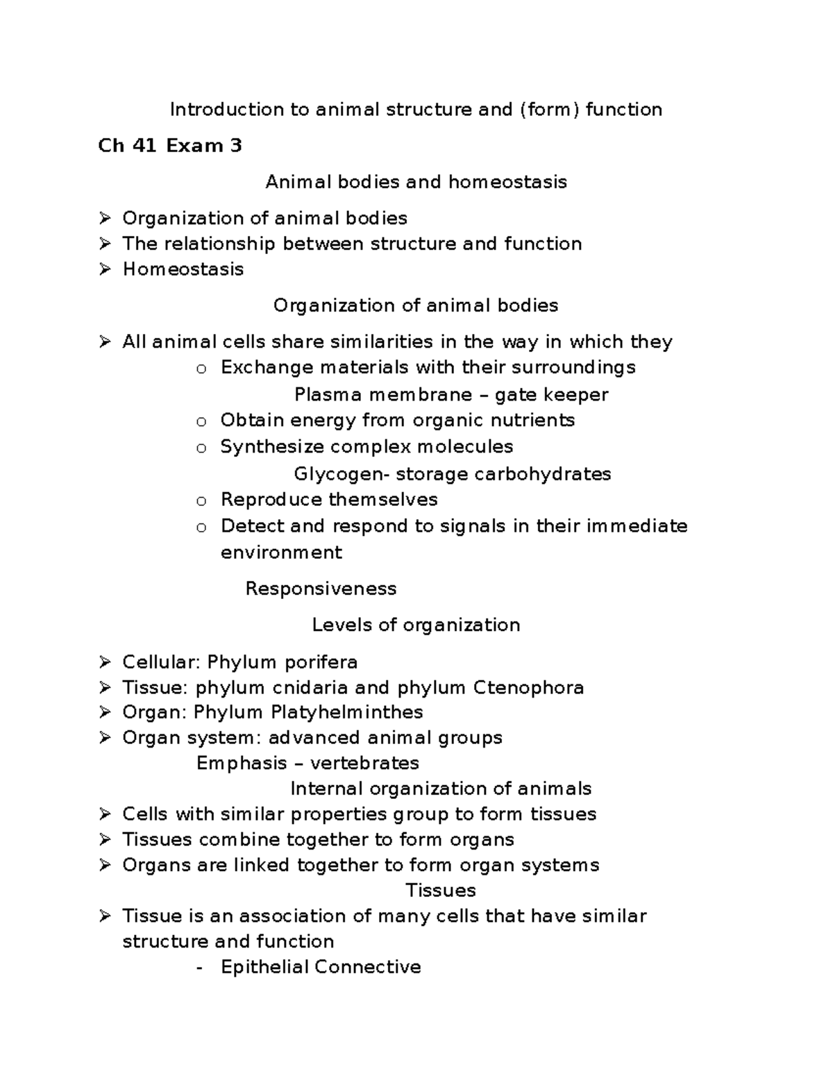 Biology 2 Exam 3 Notes: Animal Structure, Function & Homeostasis - Studocu