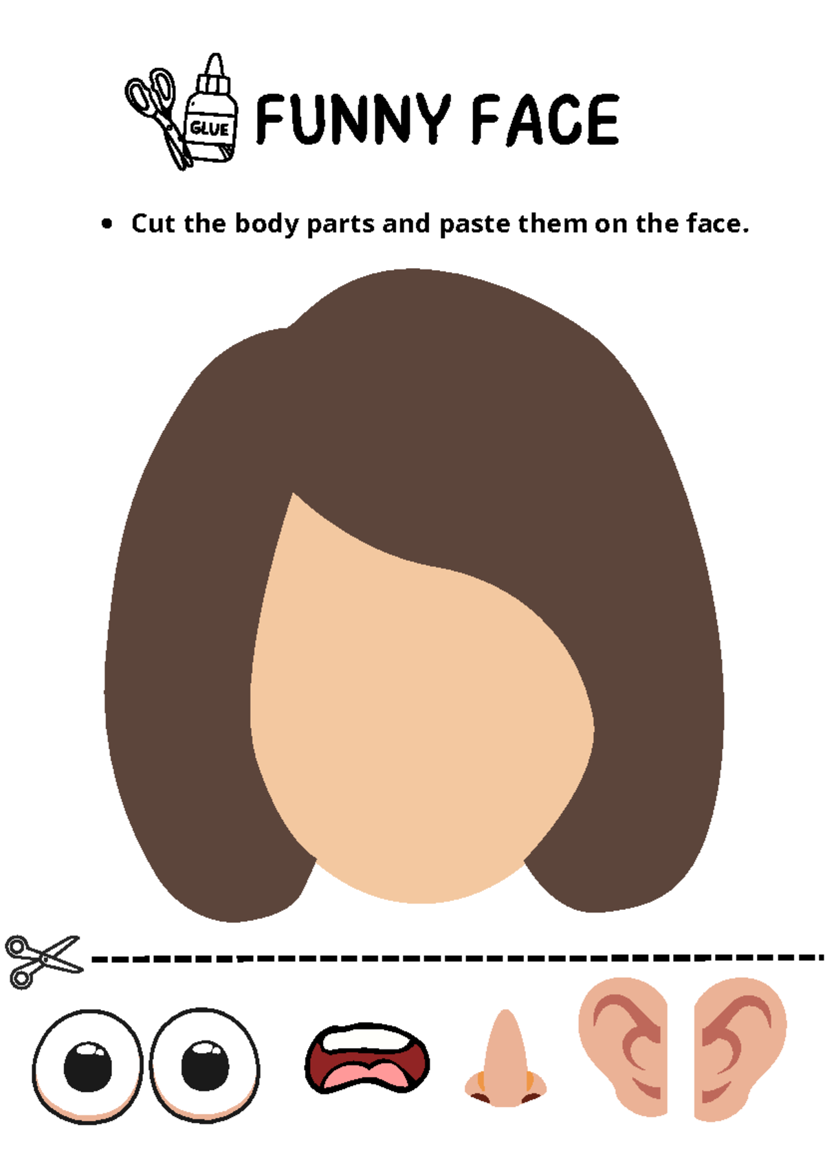 Black and White Simple Cut and Paste Primary Worksheet - Education ...