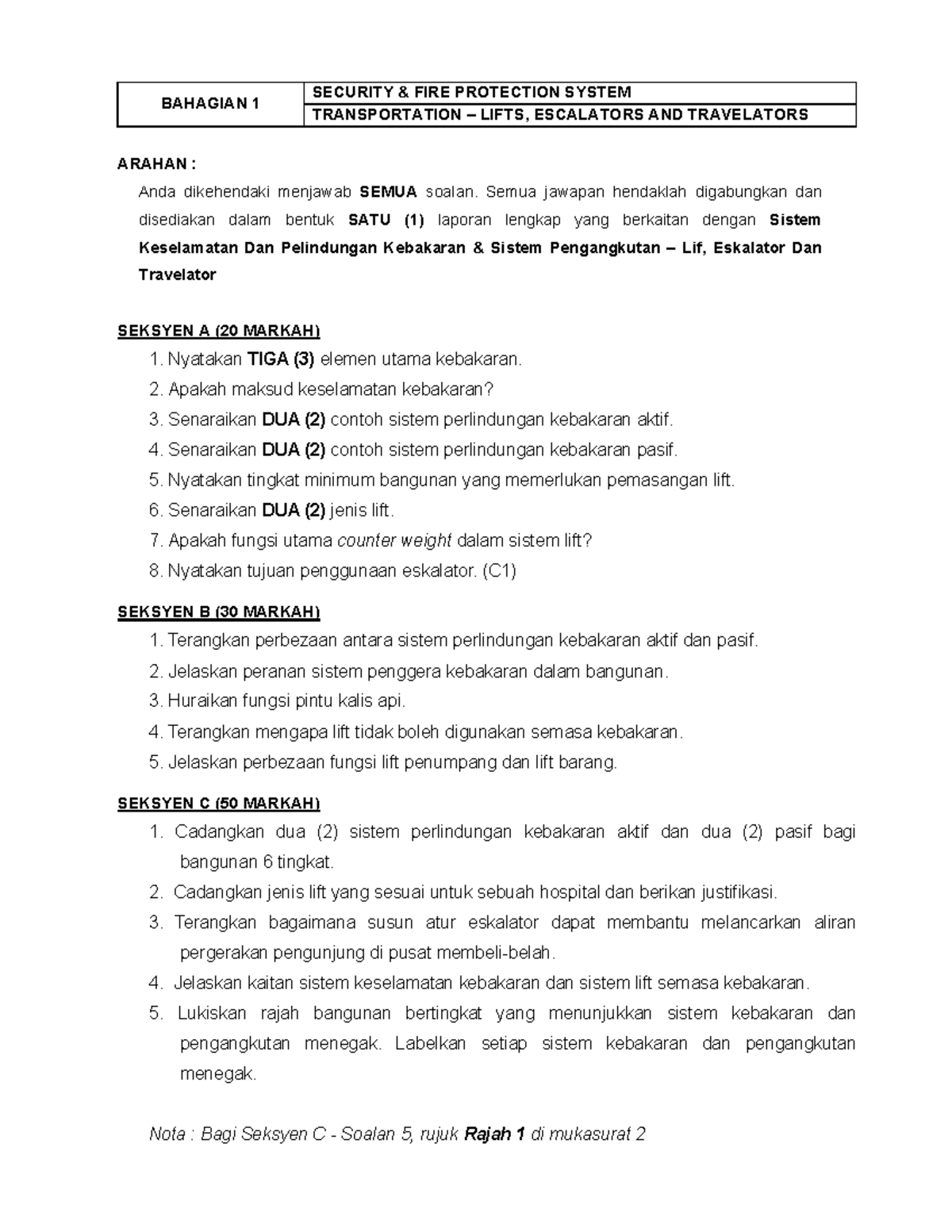 BAHAGIAN 1: SISTEM KESELAMATAN & PELINDUNGAN KEBARAN (BAHAGIAN 1) - Studocu