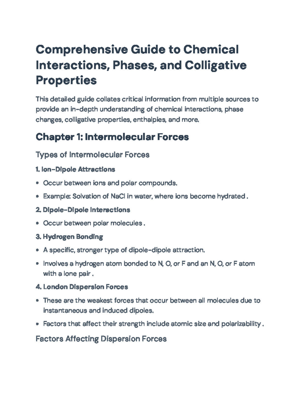 Chemical Interactions and Properties: A Comprehensive Study Guide ...
