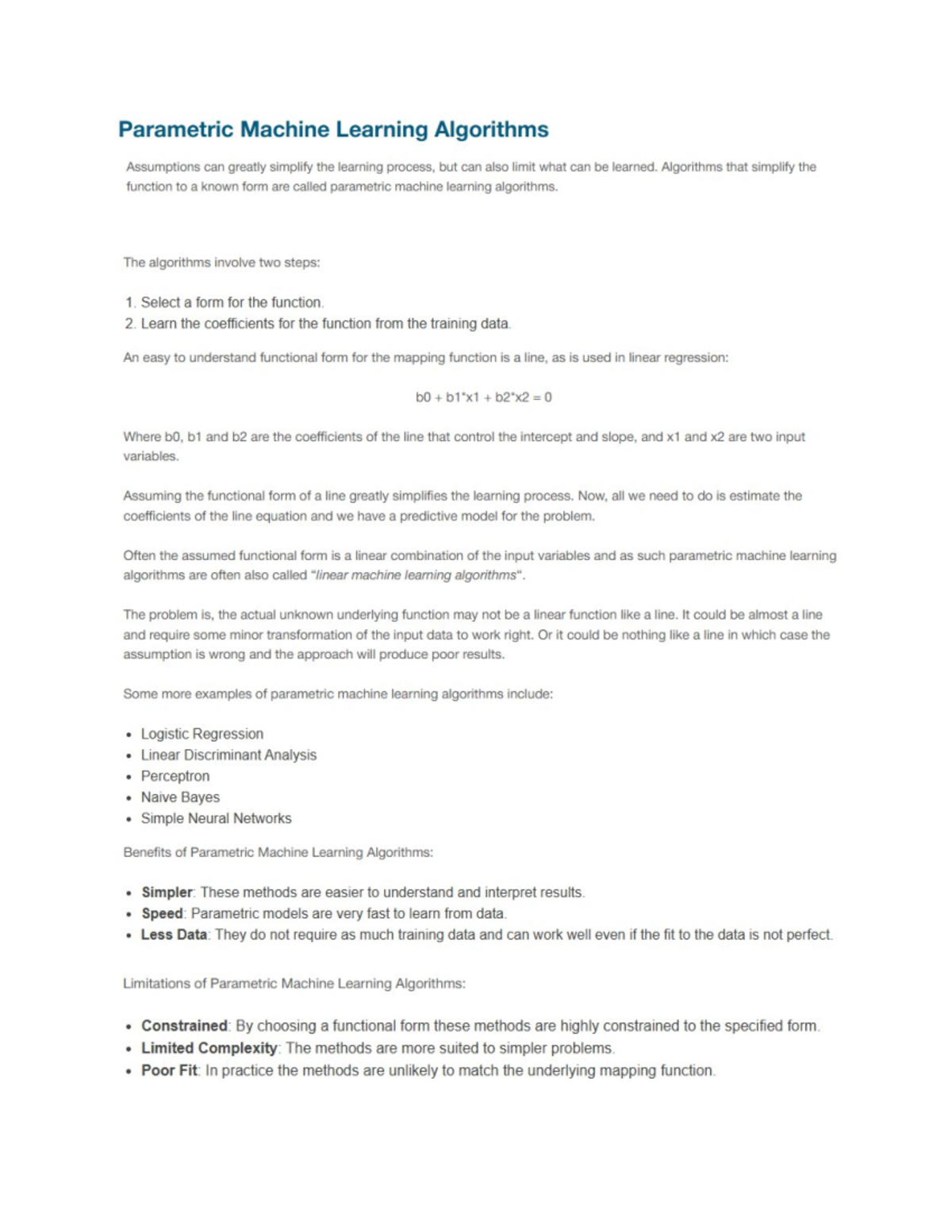 Unit 4: Parametric vs Nonparametric Machine Learning Algorithms Notes ...