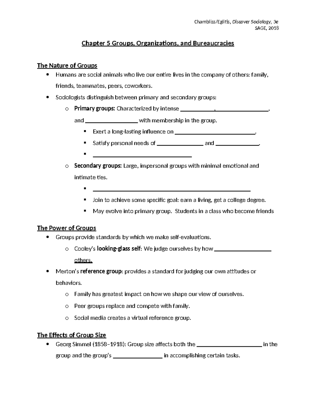 Ch 5 Groups, Organizations, and Bureaucracies Notes - Discover ...