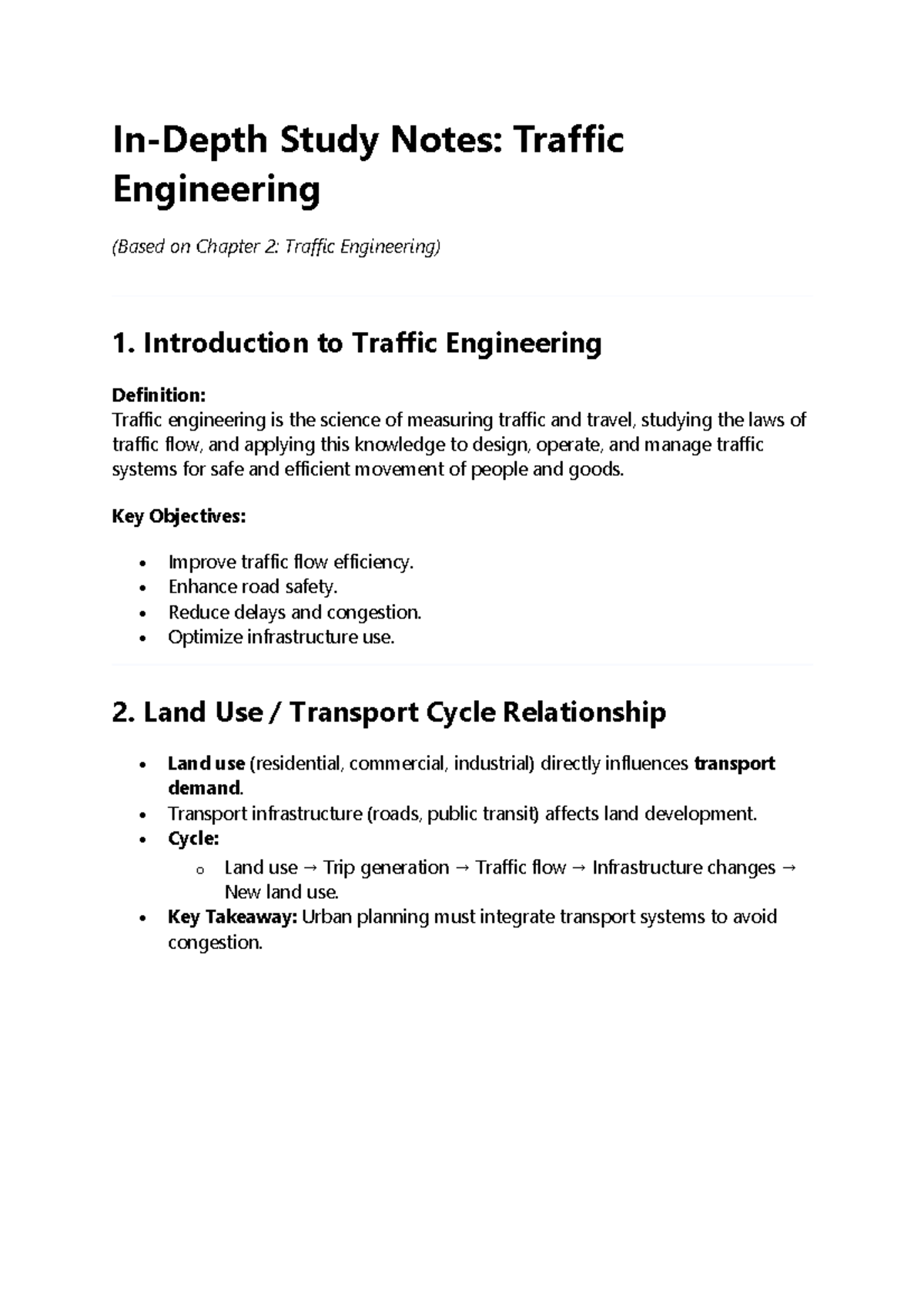 Traffic Engineering Study Notes: Key Concepts & Methods (Chapter 2 ...