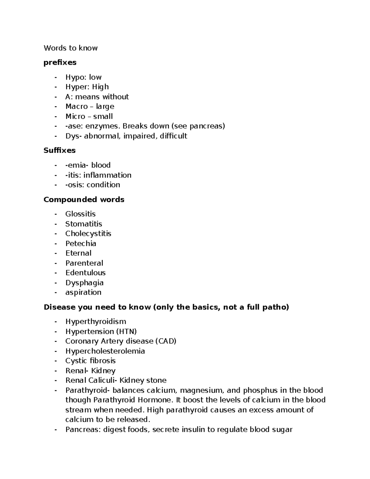 Nutrition Vocabulary for Health Sciences (NUTR 101) - Key Terms ...