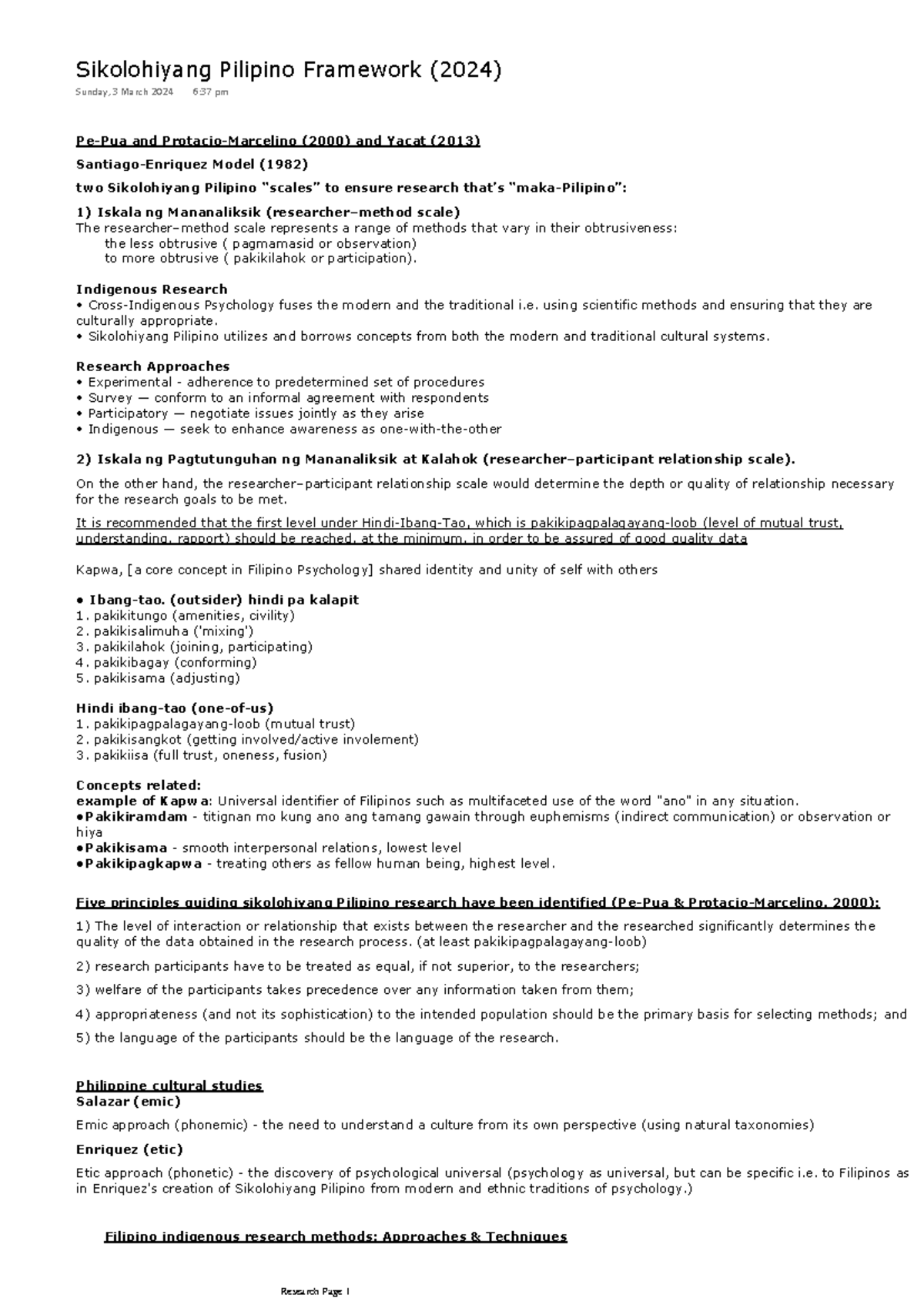 Sikolohiyang Pilipino Framework (2024) - Pe-Pua and Protacio-Marcelino ...
