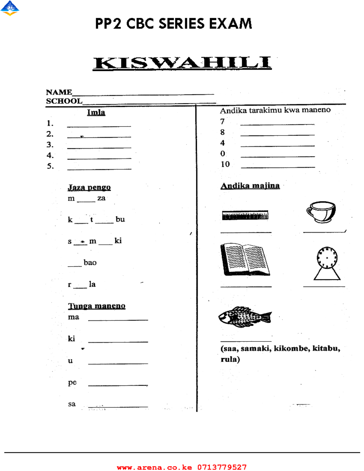 Kiswahili Activities PP2 - sociology - PP2 CBC SERIES EXAM KISWAHILI ...