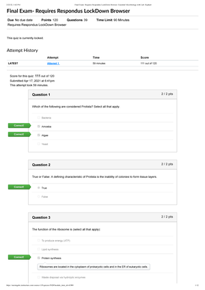 Microbiology Final Exam Overview and Key Question Insights - Studocu