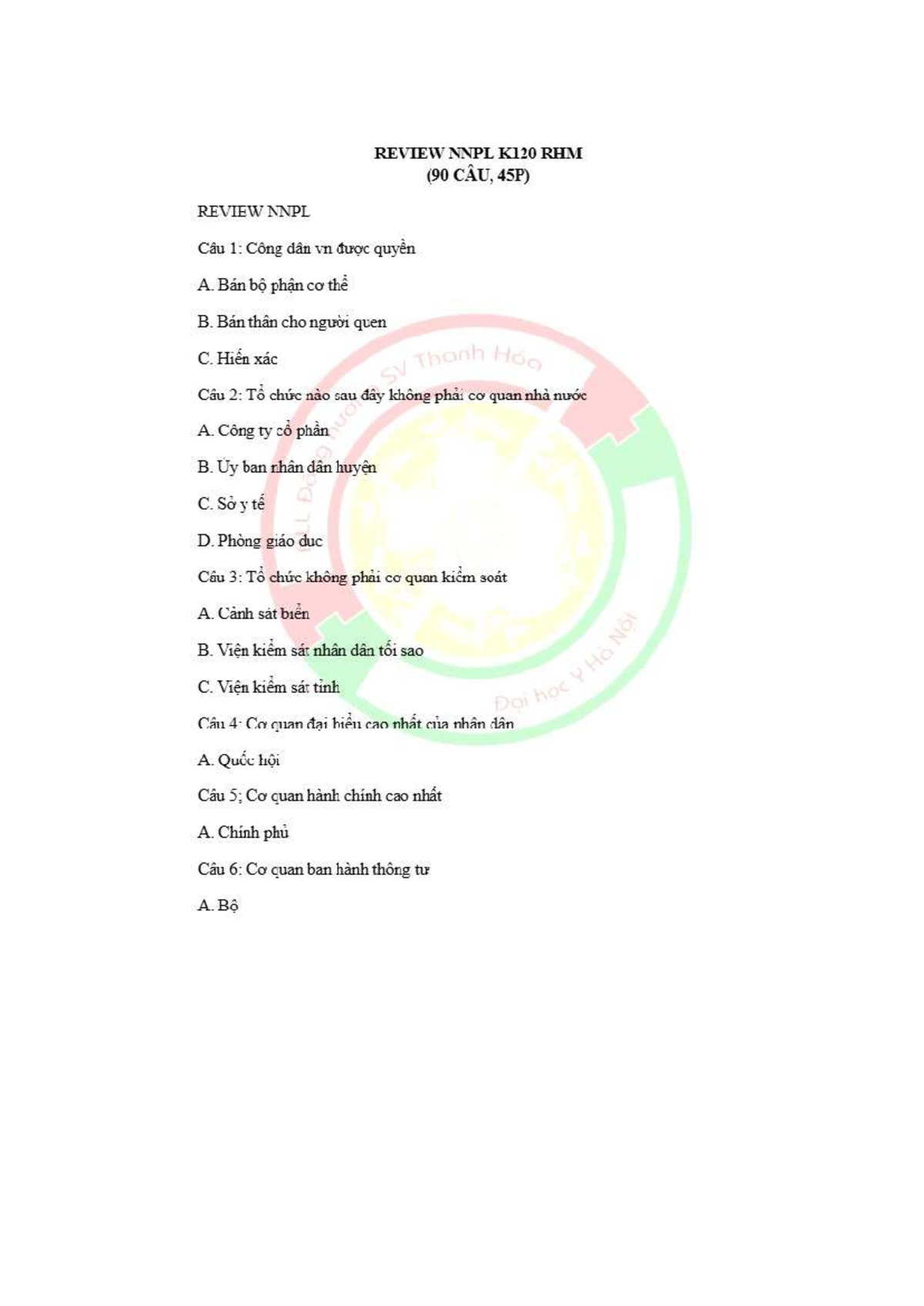 REVIEW NNPL K120 RHM - Exam Questions and Answers - Studocu