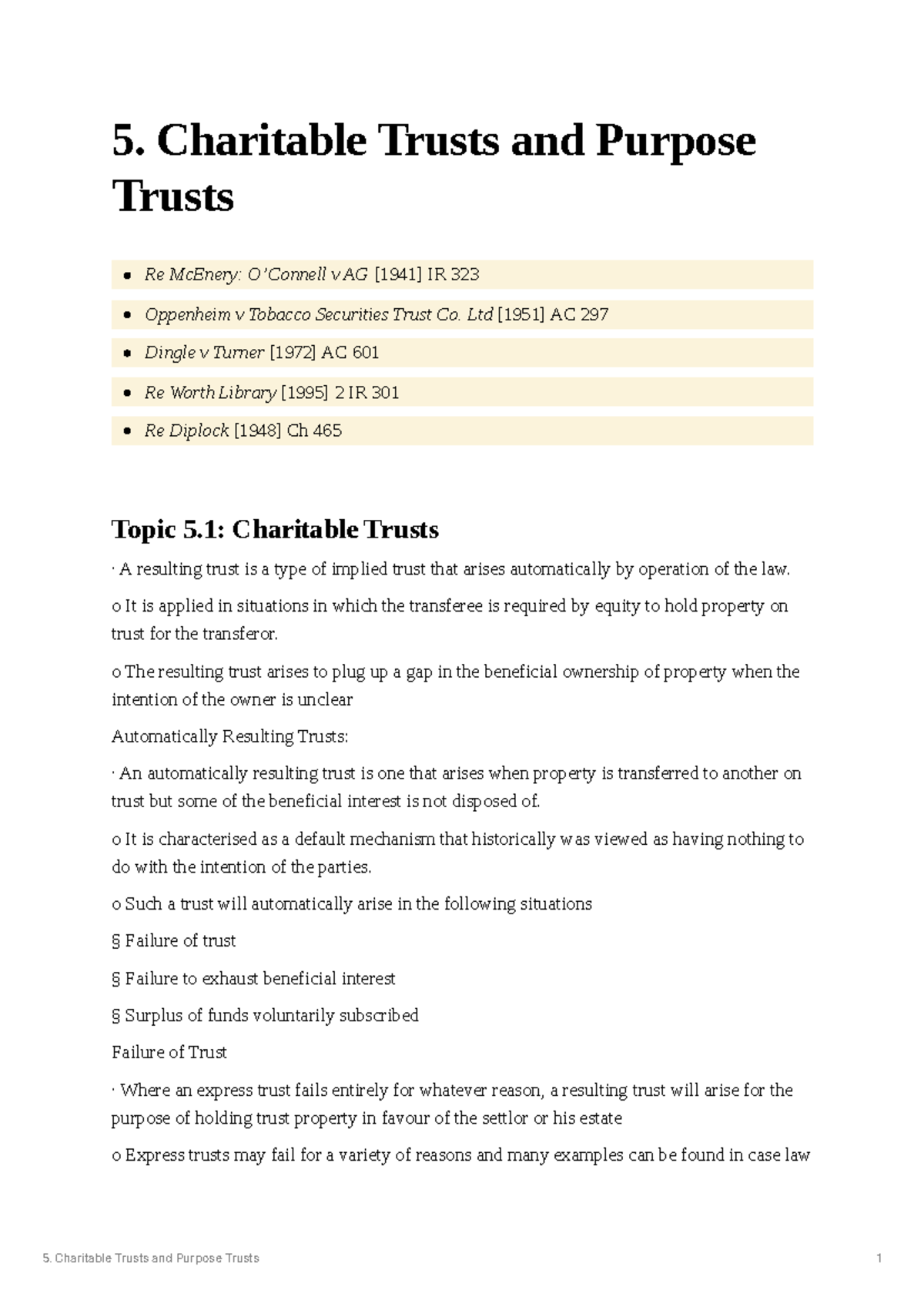Charitable Trusts and Purpose Trusts: Legal Principles & Case Law ...