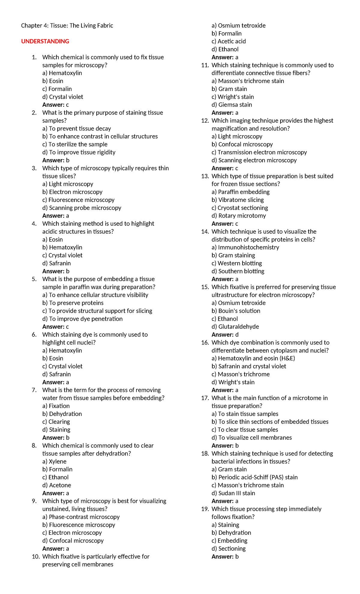 Anatomy practice test - Chapter 4: Tissue: The Living Fabric ...