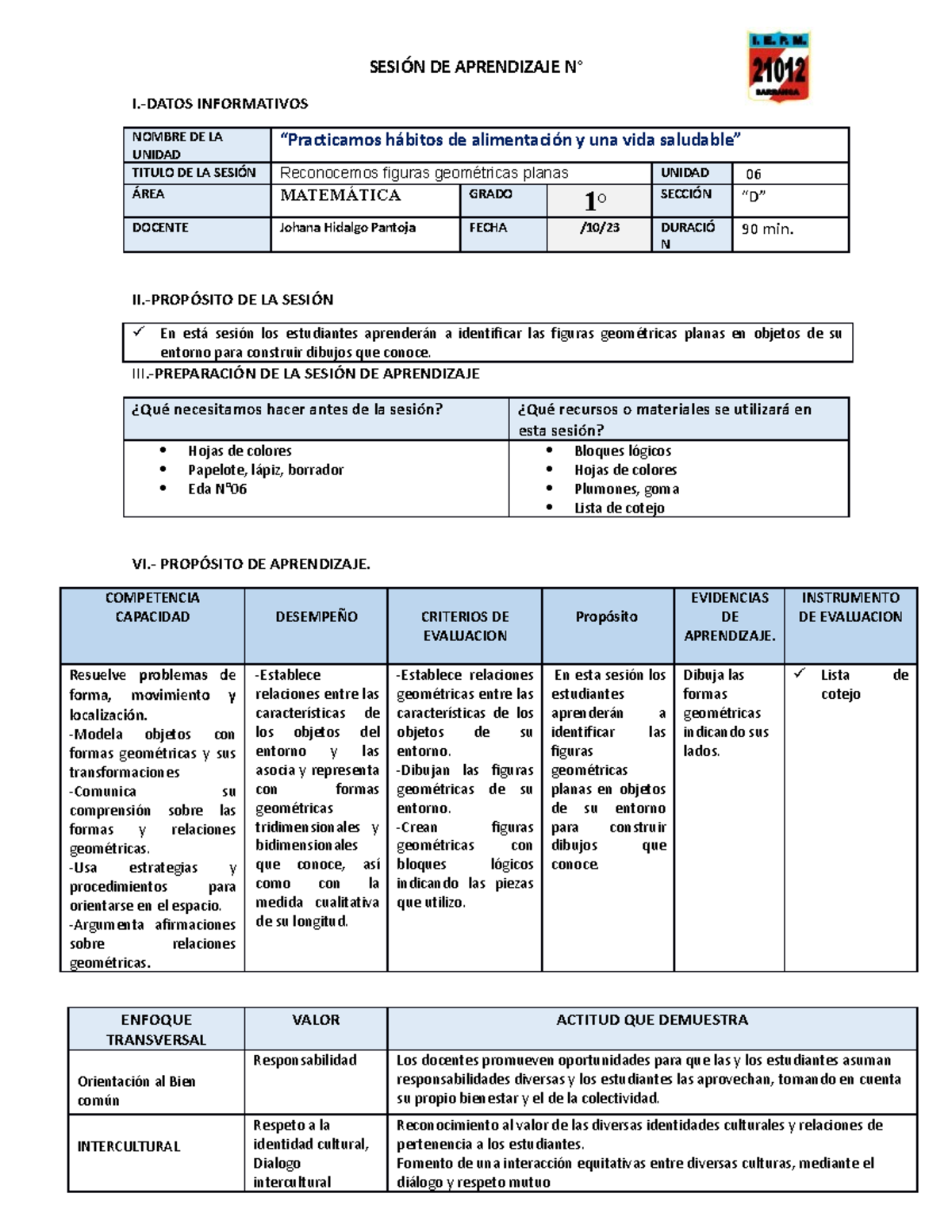 Reconocemos Figuras Geométricas Planas - Unidad 06 Matematicas - Studocu