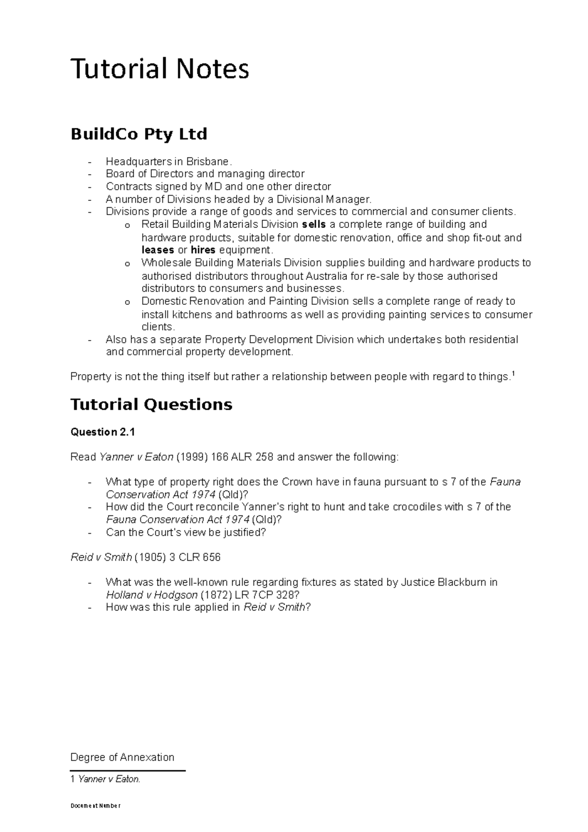 Tutorial Notes - Tutorial Notes BuildCo Pty Ltd Headquarters in ...