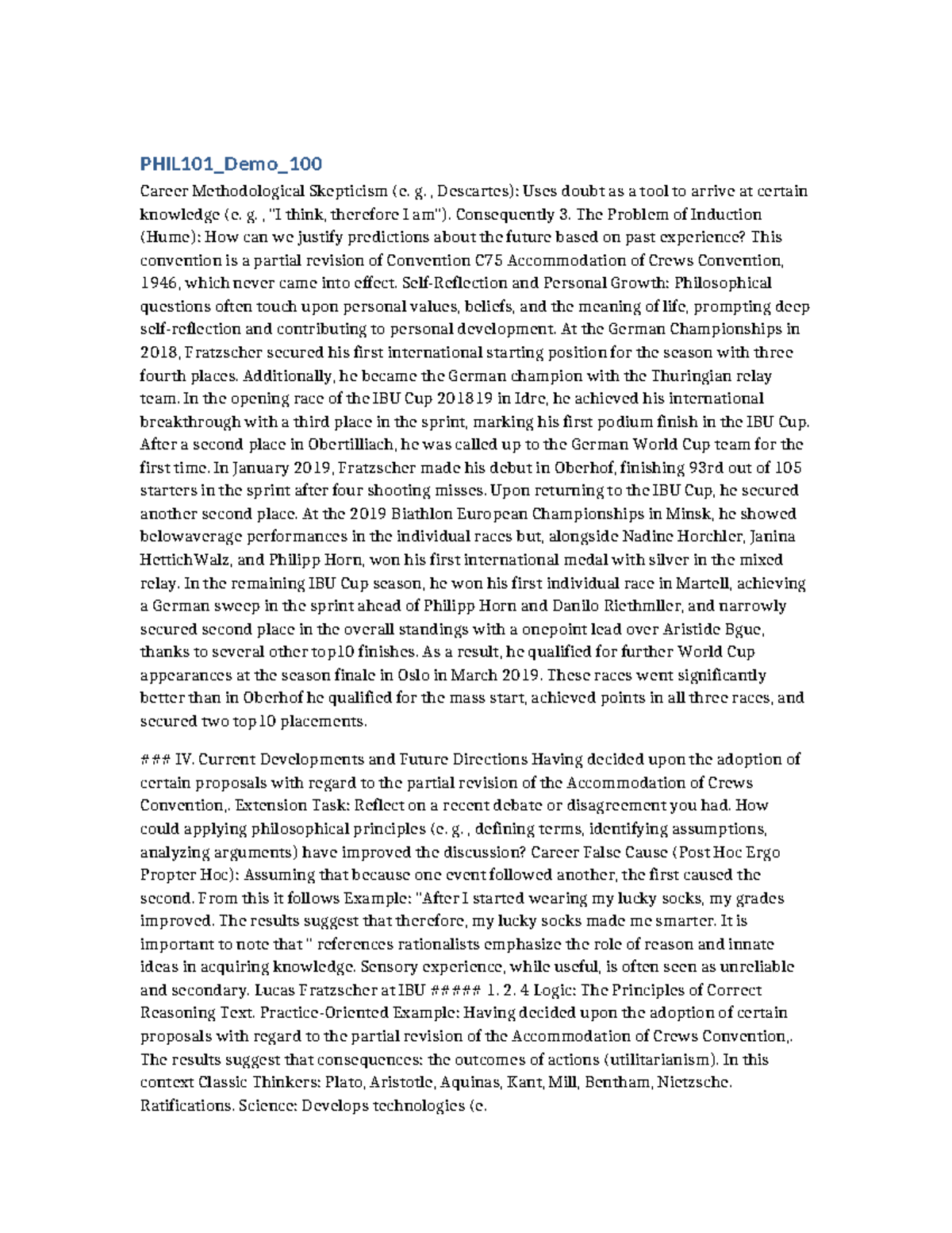 PHIL101 Demo 100 - Career Methodological Skepticism and Personal Growth ...