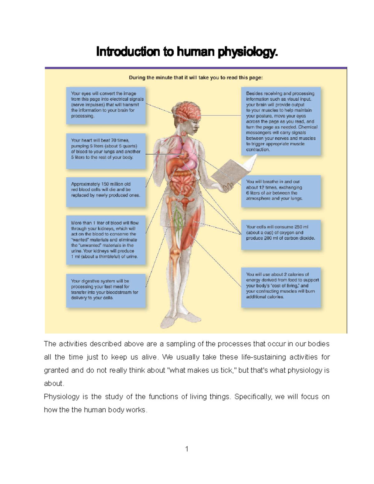 Lecture 1: Introduction to Human Physiology and Body Functions - Studocu