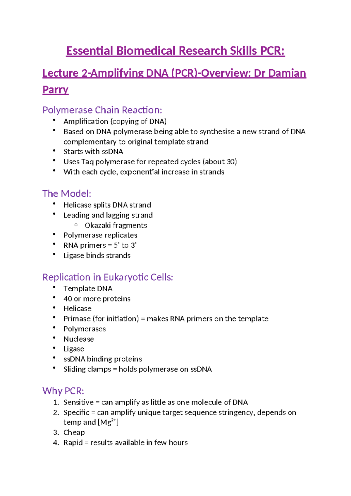 Research Skills PCR Lectures - Essential Biomedical Research Skills PCR ...