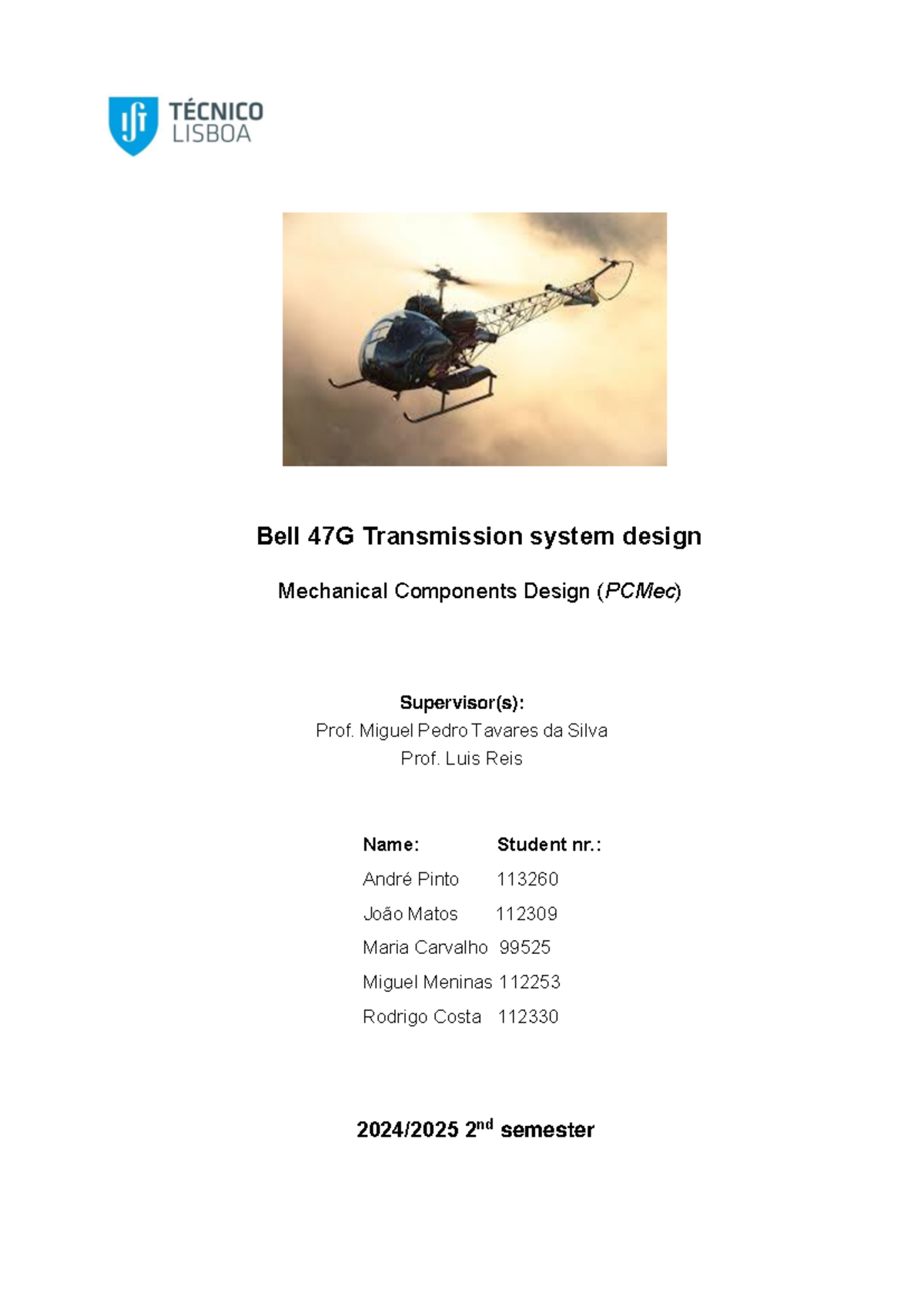 PCMec Report: Design of Bell 47G Transmission System Components - Studocu