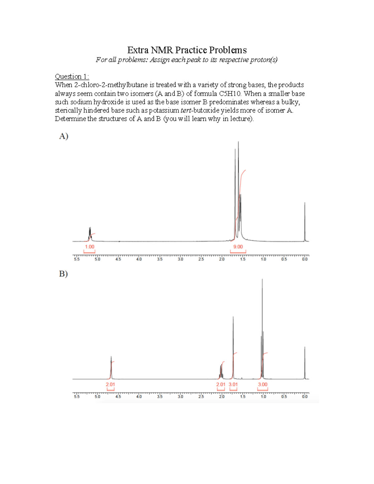NMR Practice Problems: Assigning Peaks to Proton Structures - Studocu