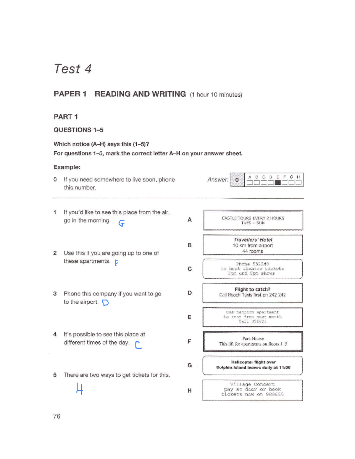 Test 4 - Reading and Writing Paper 1 Questions - Studocu