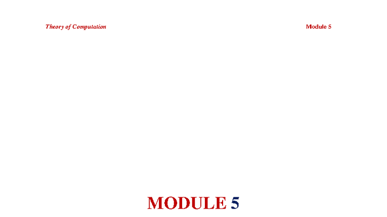 Theory of Computation Module 5: Turing Machines and Undecidability ...