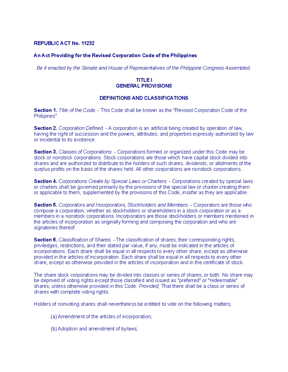 RA11232 - summary notes - REPUBLIC ACT No. 11232 An Act Providing for ...