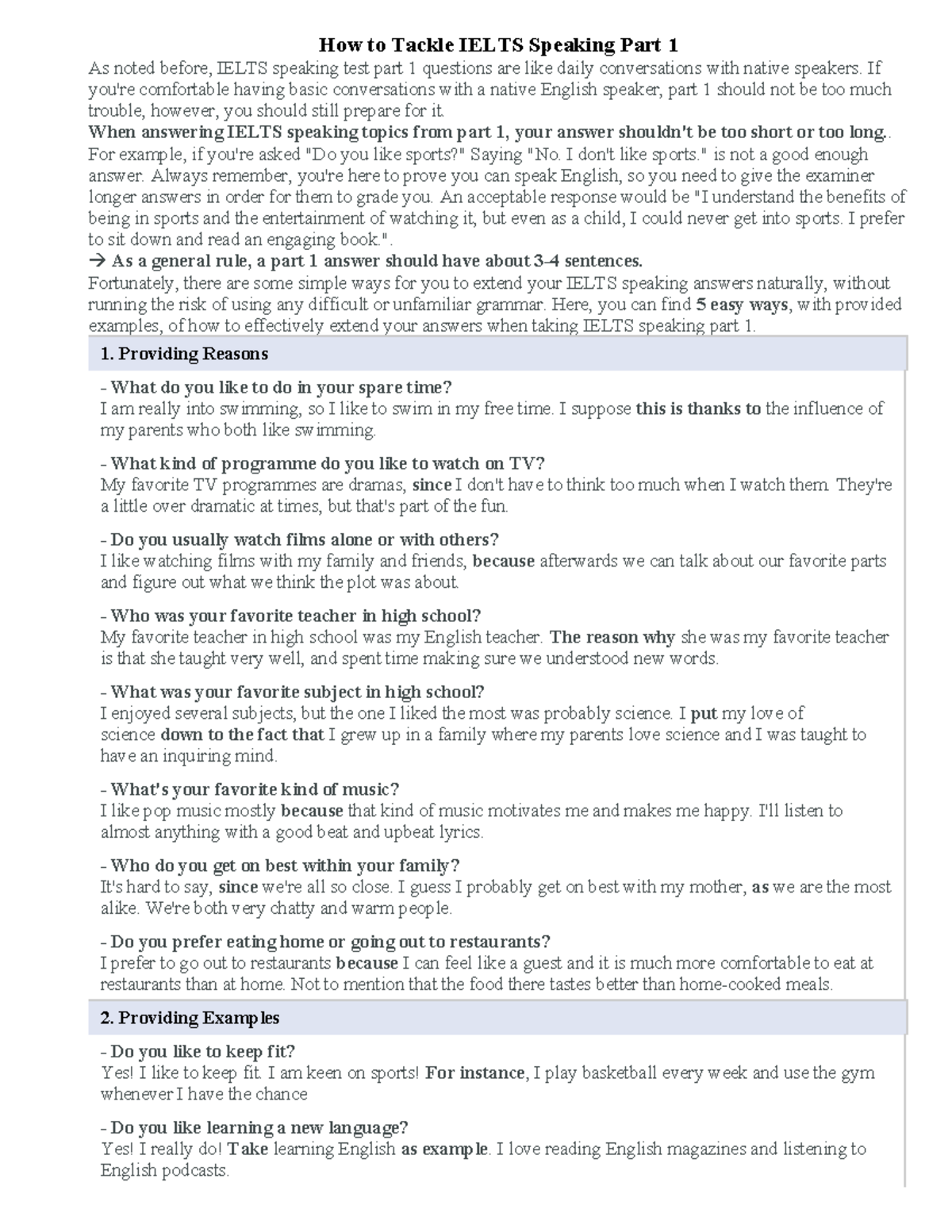 IELTS Speaking Test Preparation Guide: Strategies for Success - Studocu