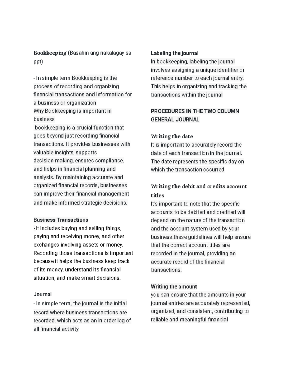 Bookkeeping Procedures: Understanding Journal Entries and Transactions ...