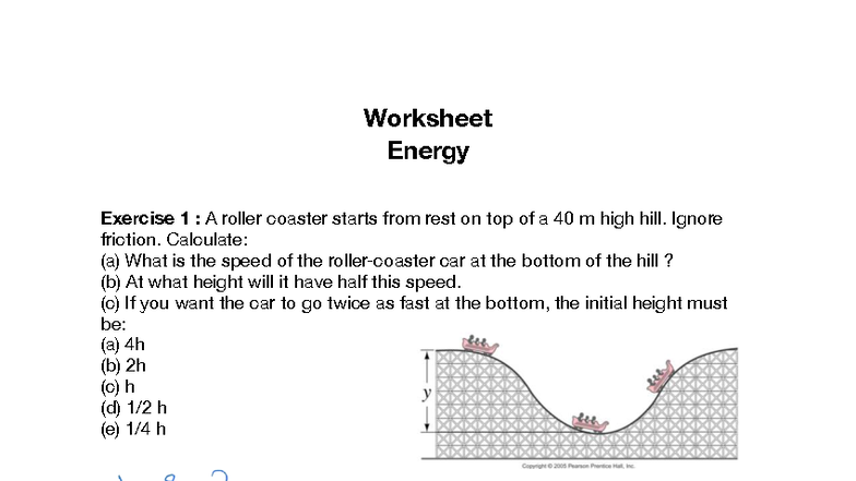 Worksheet 6: Energy Problems and Calculations - Studocu