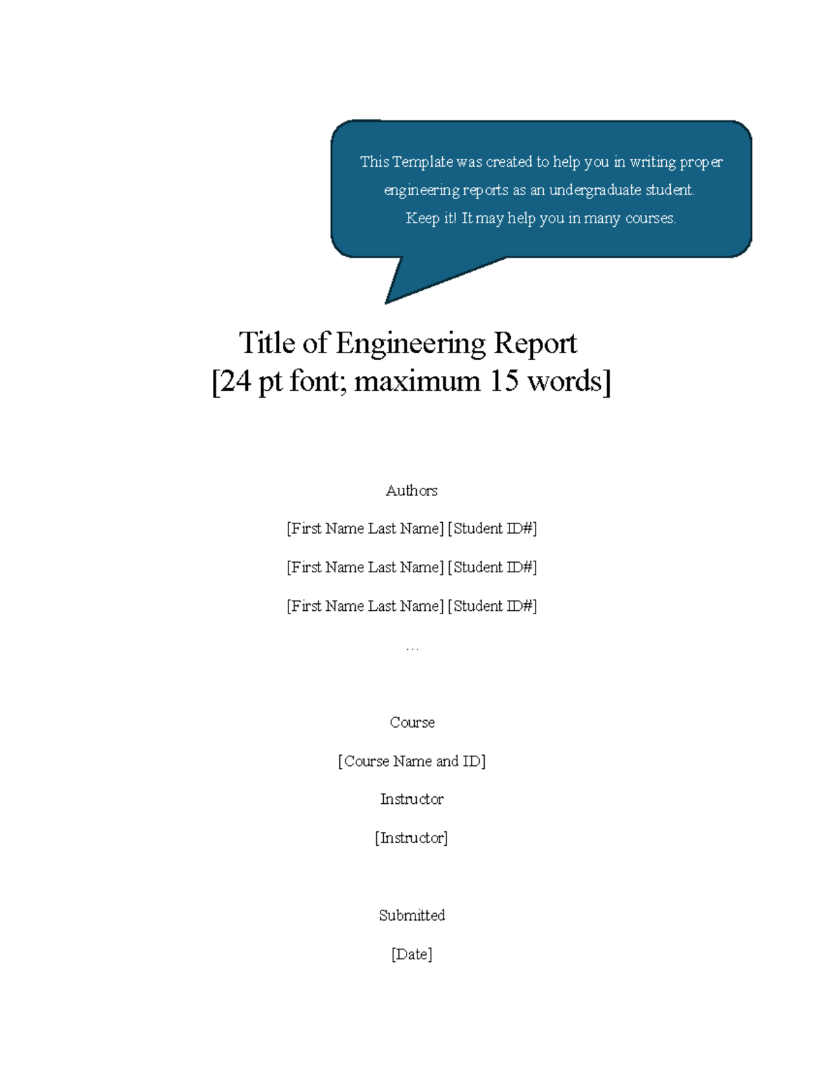 Engineering Report Template for Undergraduates - Studocu