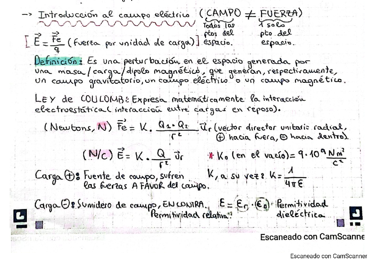 Campo Eléctrico: Introducción y Ley de Coulomb (Física 101) - Studocu