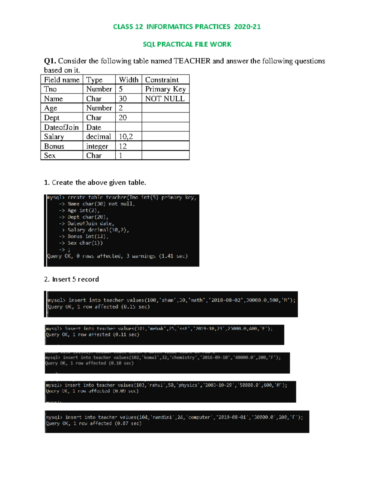 Class 12th IP project - Atal Adarsh Vidyalaya Infor matics practices project Hotel management ...