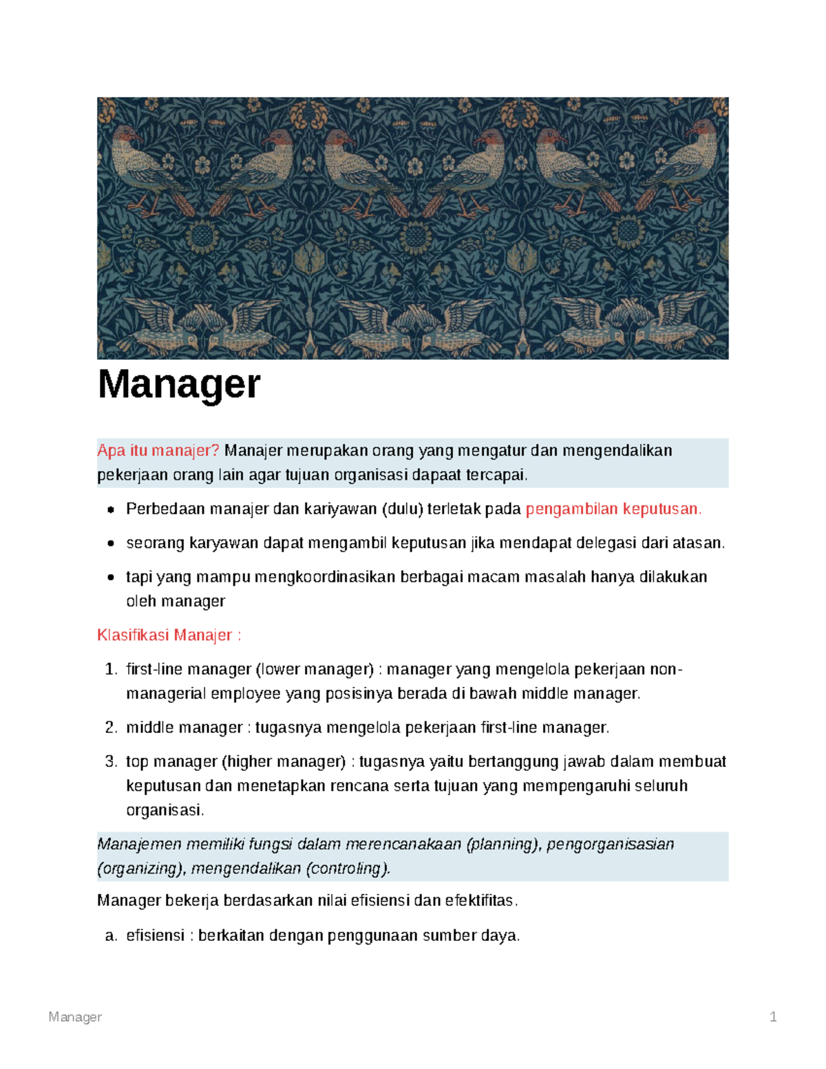 pengantar manajemen bab 1 - Manager 1 Manager Apa itu manajer? Manajer ...