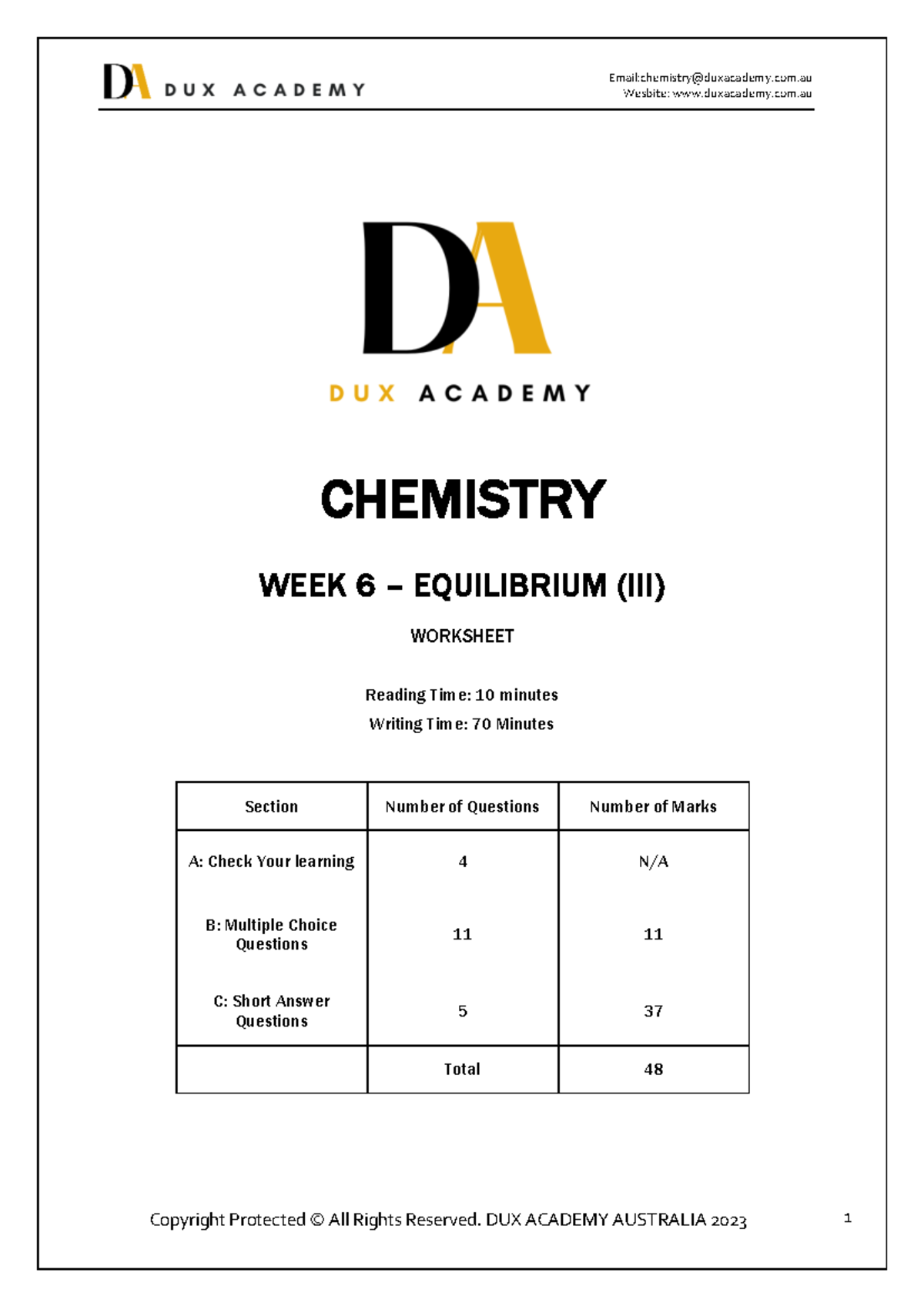 Week 6 - Chemistry Equilibrium Worksheet (CHEM 101) - Studocu