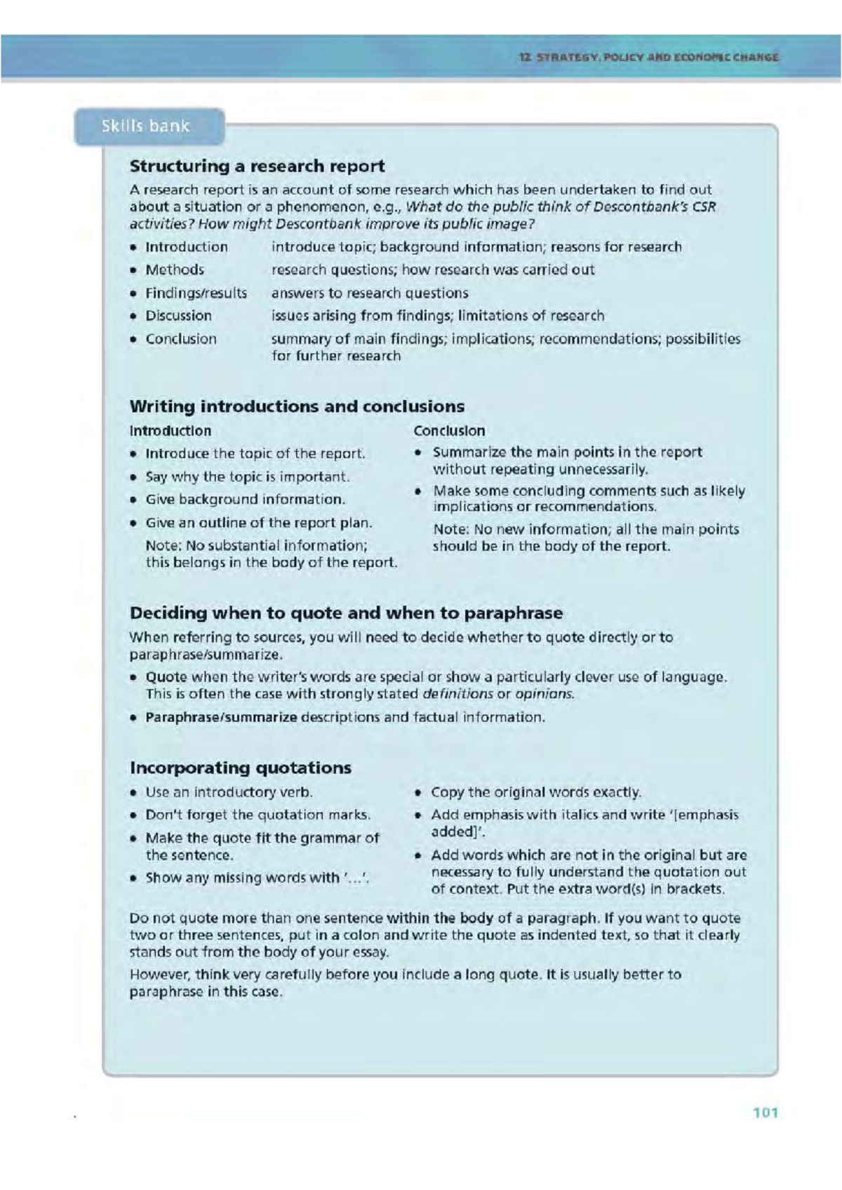 12 STRATEGY, POLICY AND ECONOMIC CHANGE: Research Report Structuring Guide - Studocu