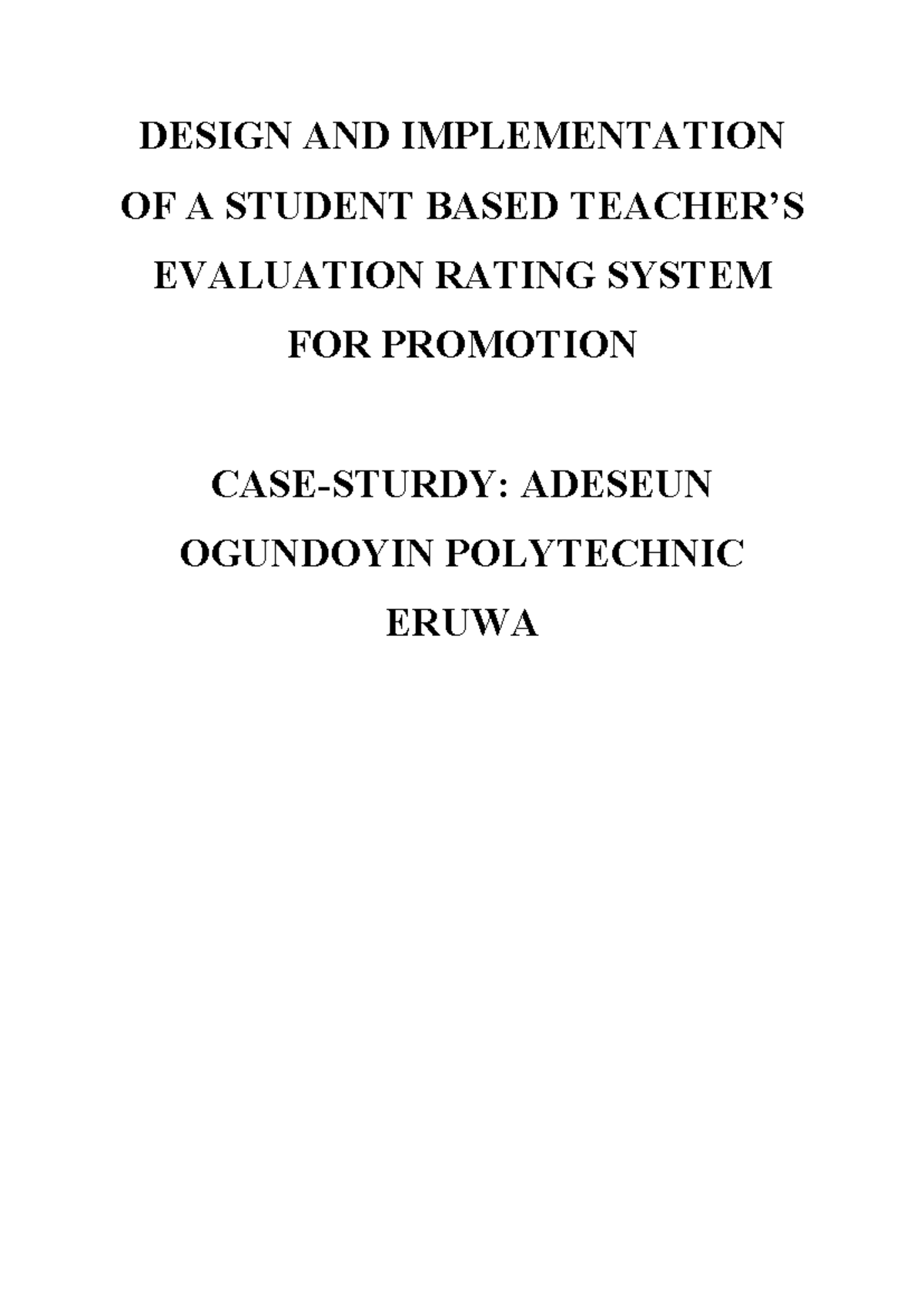 Design and Implementation of a Student Rating System for Teacher ...