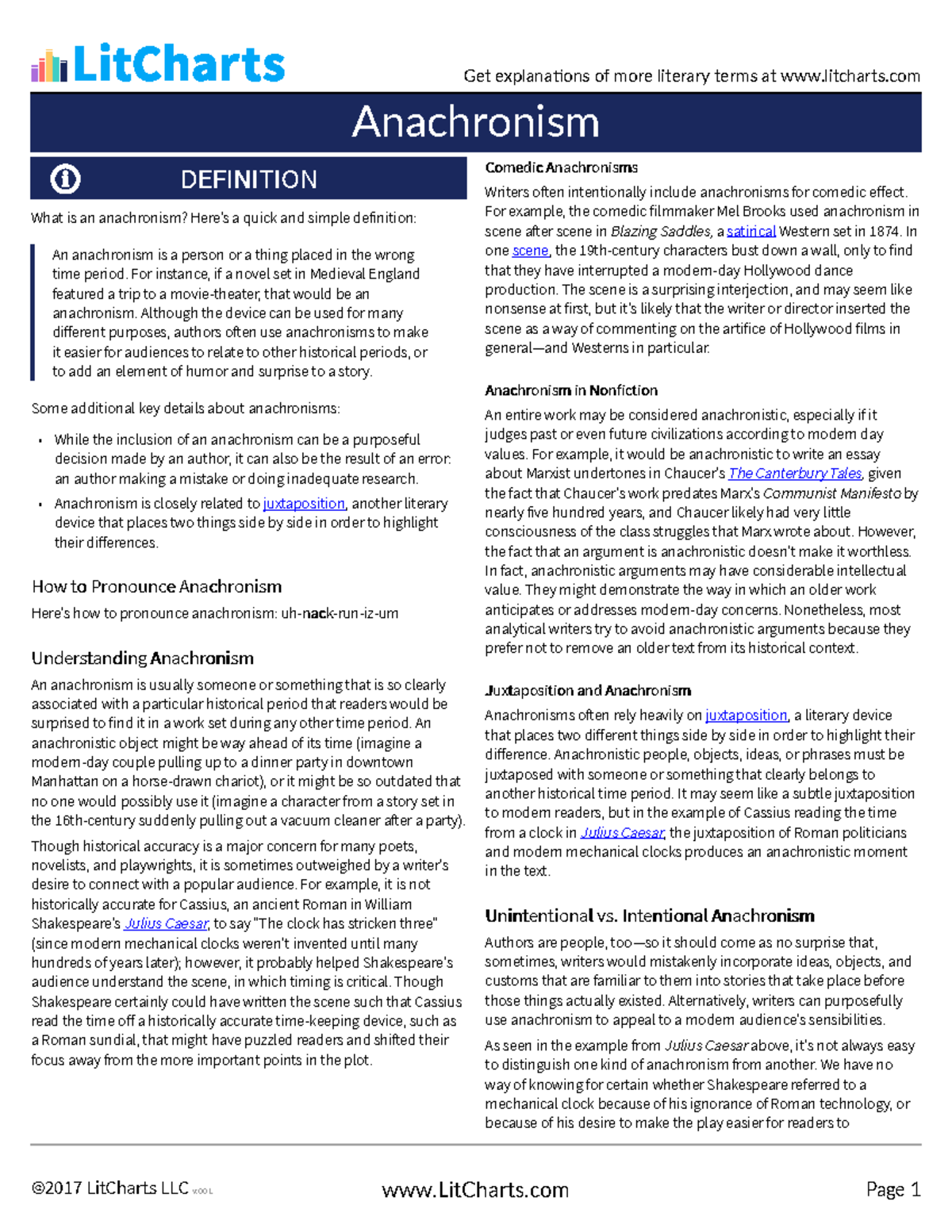 Anachronism: Understanding Literary Device in Literature and Film - Studocu