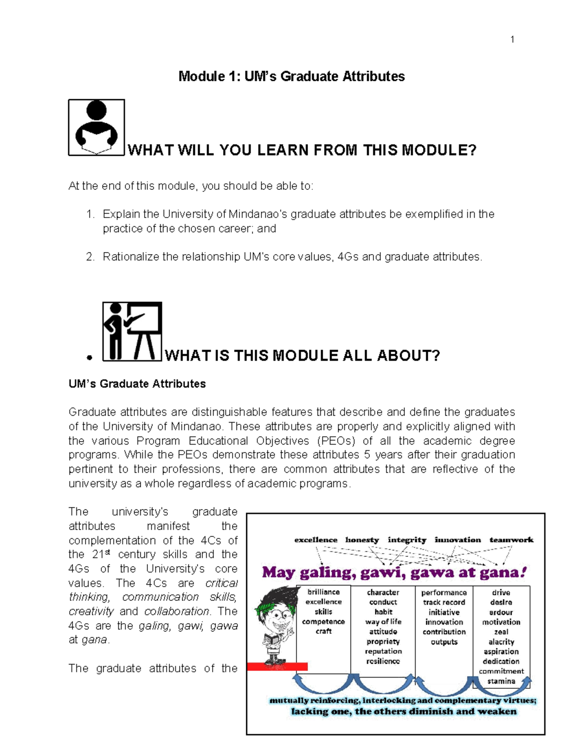 GPE3 Module 1: Understanding UM's Graduate Attributes and Core Values ...
