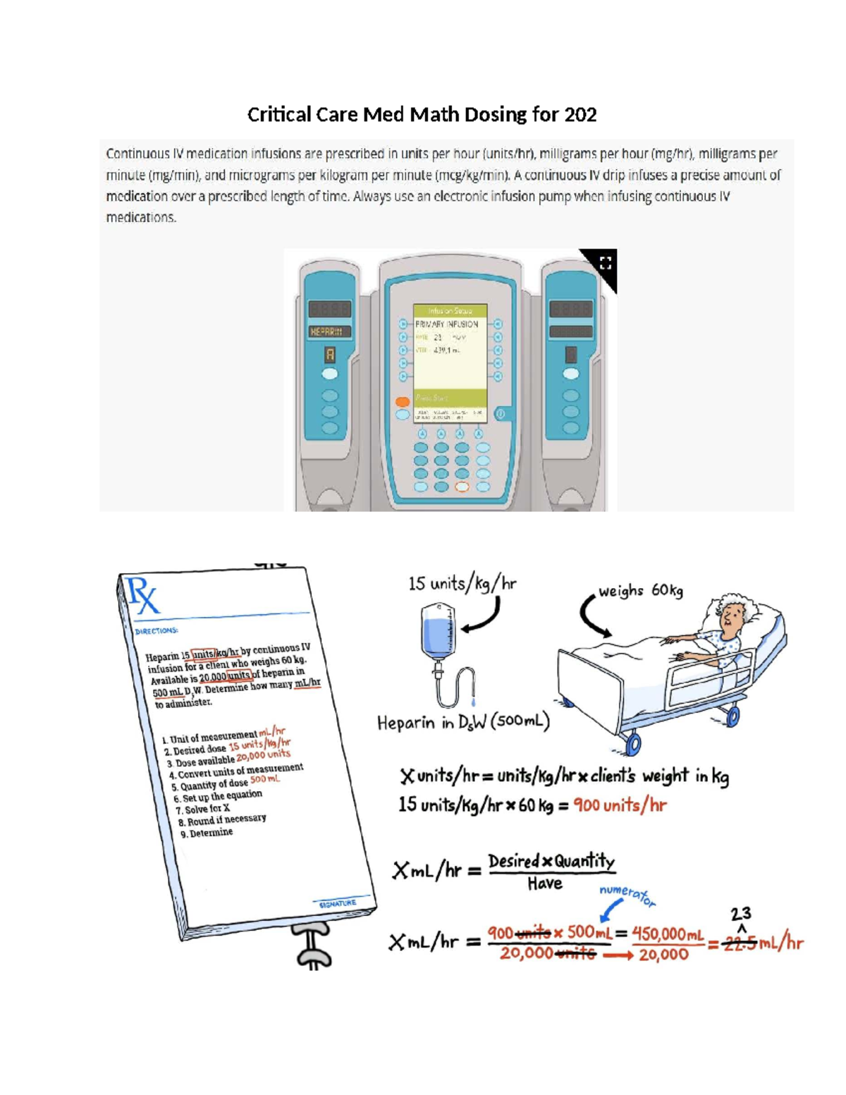Critical Care Med Math Dosing Guide for 202 - Studocu