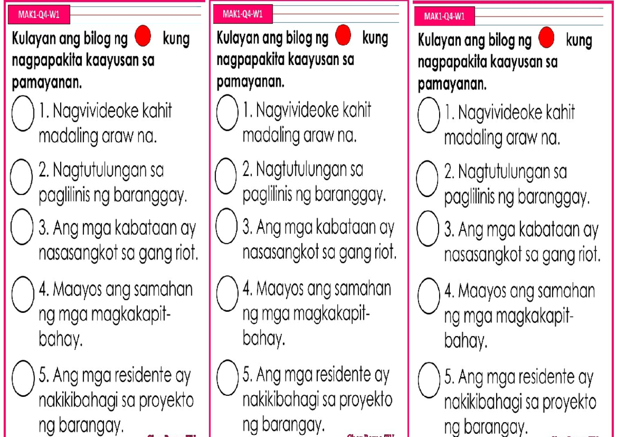 Q4W1 Worksheet on Community Participation Activities - Studocu