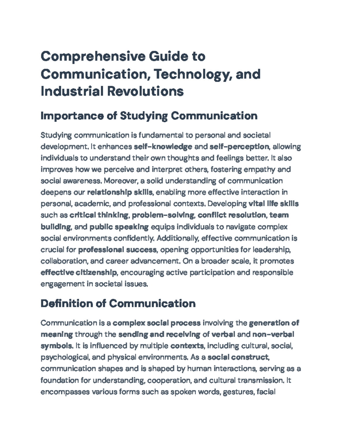 Comprehensive Overview of Comm, Tech & Industrial Revolutions: Key ...