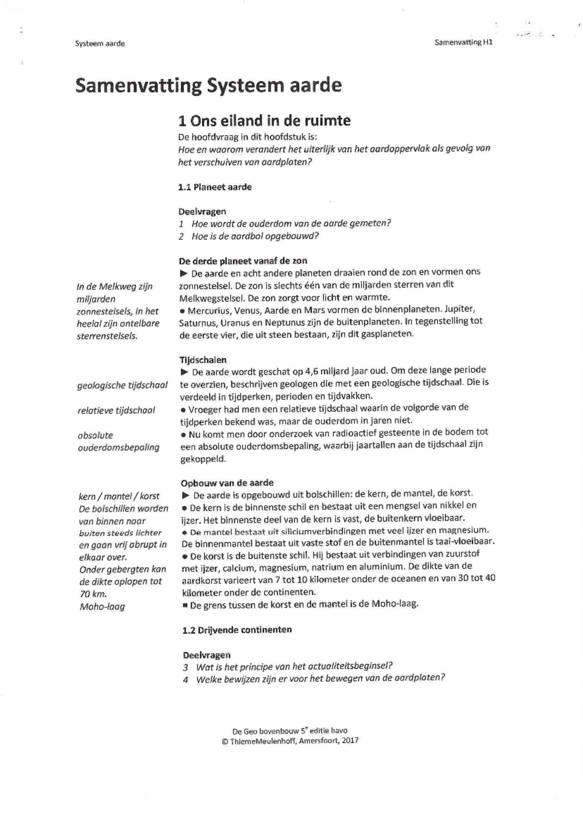 Aardrijkskunde Havo: De Geo Systeem Aarde - Hoofdstuk 1 Samenvatting ...