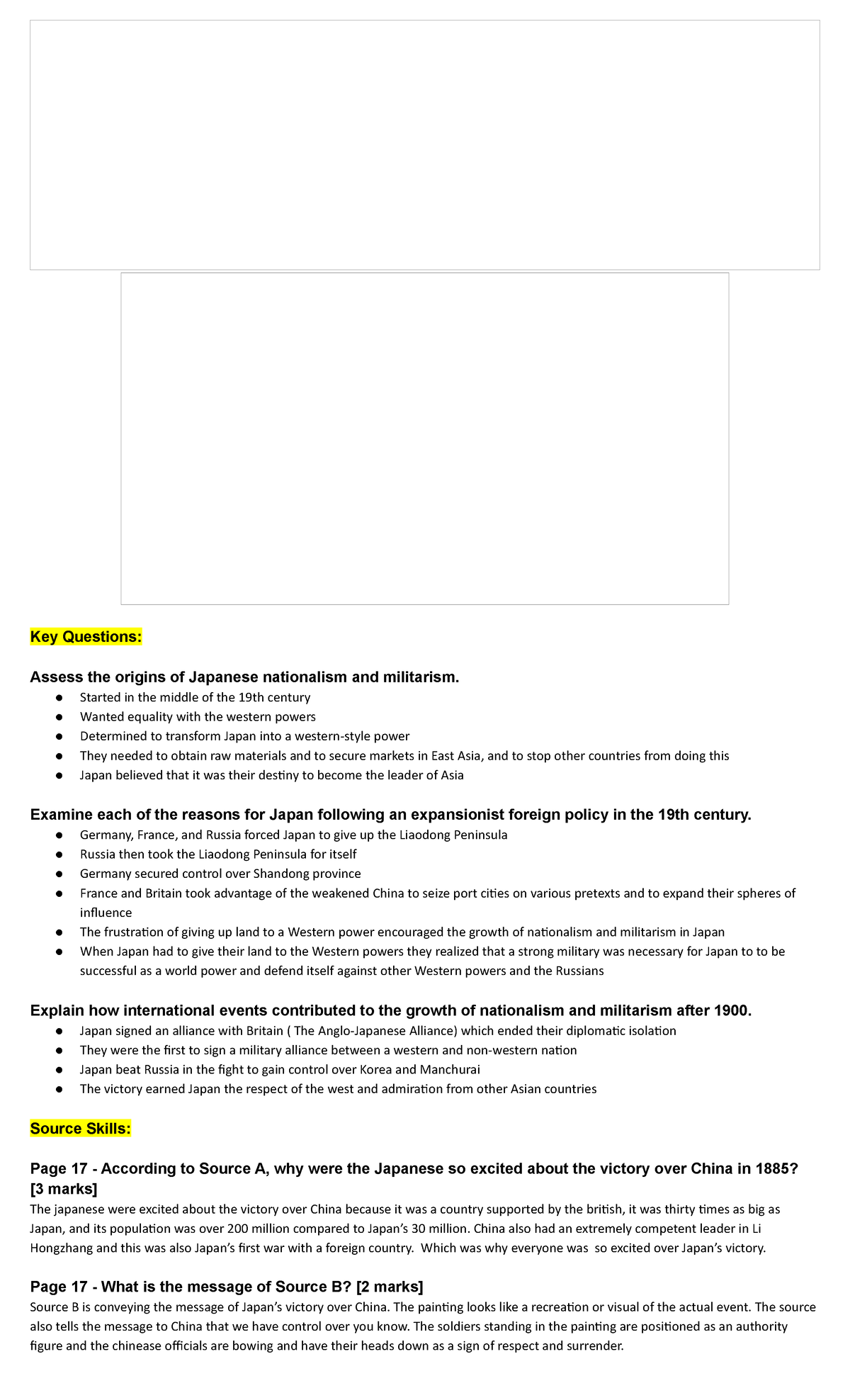 1.1 - Japanese Expansionism and Class Notes - Key Questions: Assess the ...