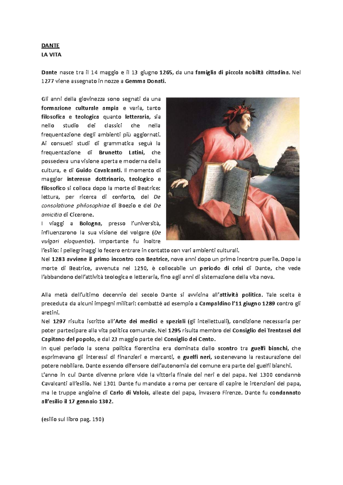 DANTE: La Vita, La Vita Nova e De Vulgari Eloquentia - Studocu