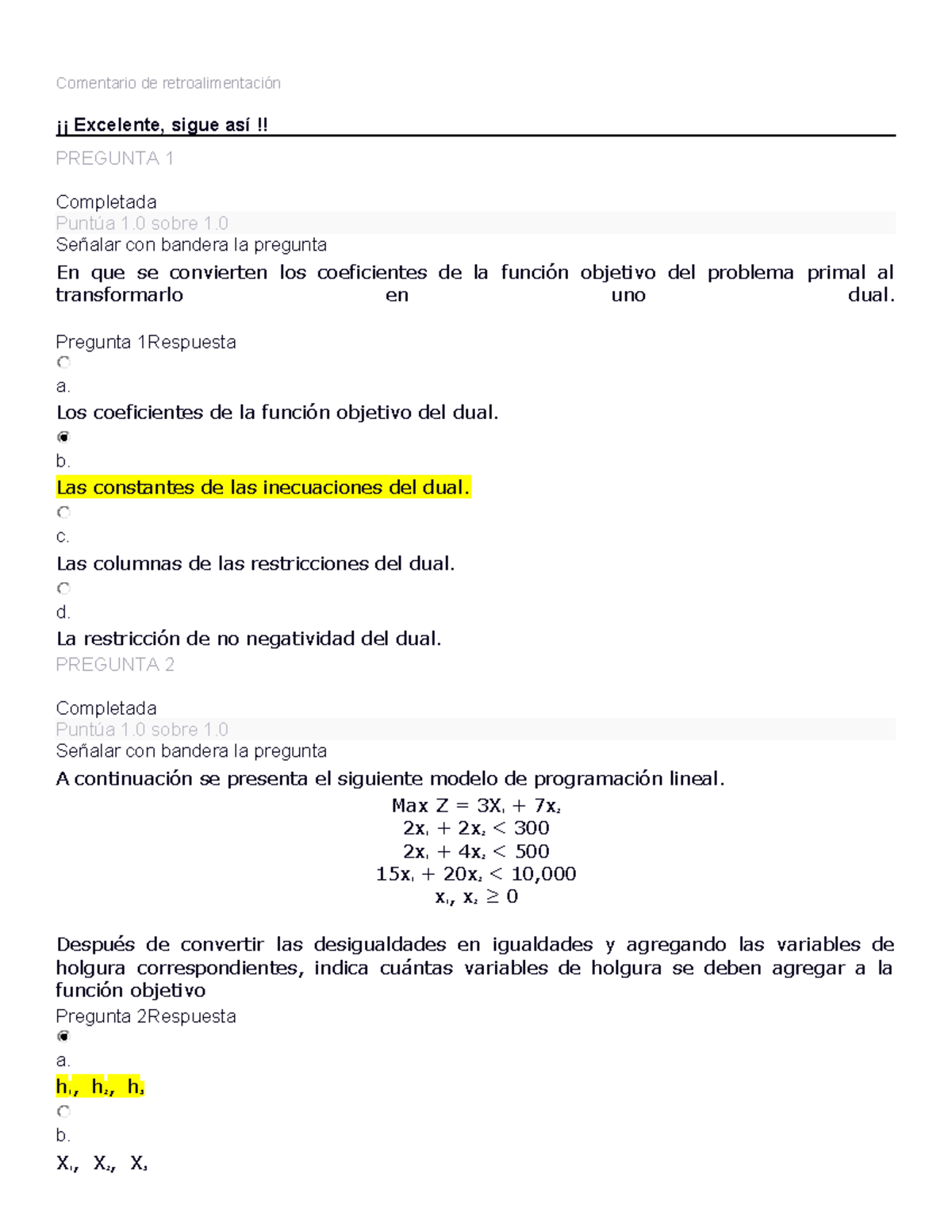 Examen Semana 4 - Investigación de Operaciones: Preguntas y Respuestas - Studocu