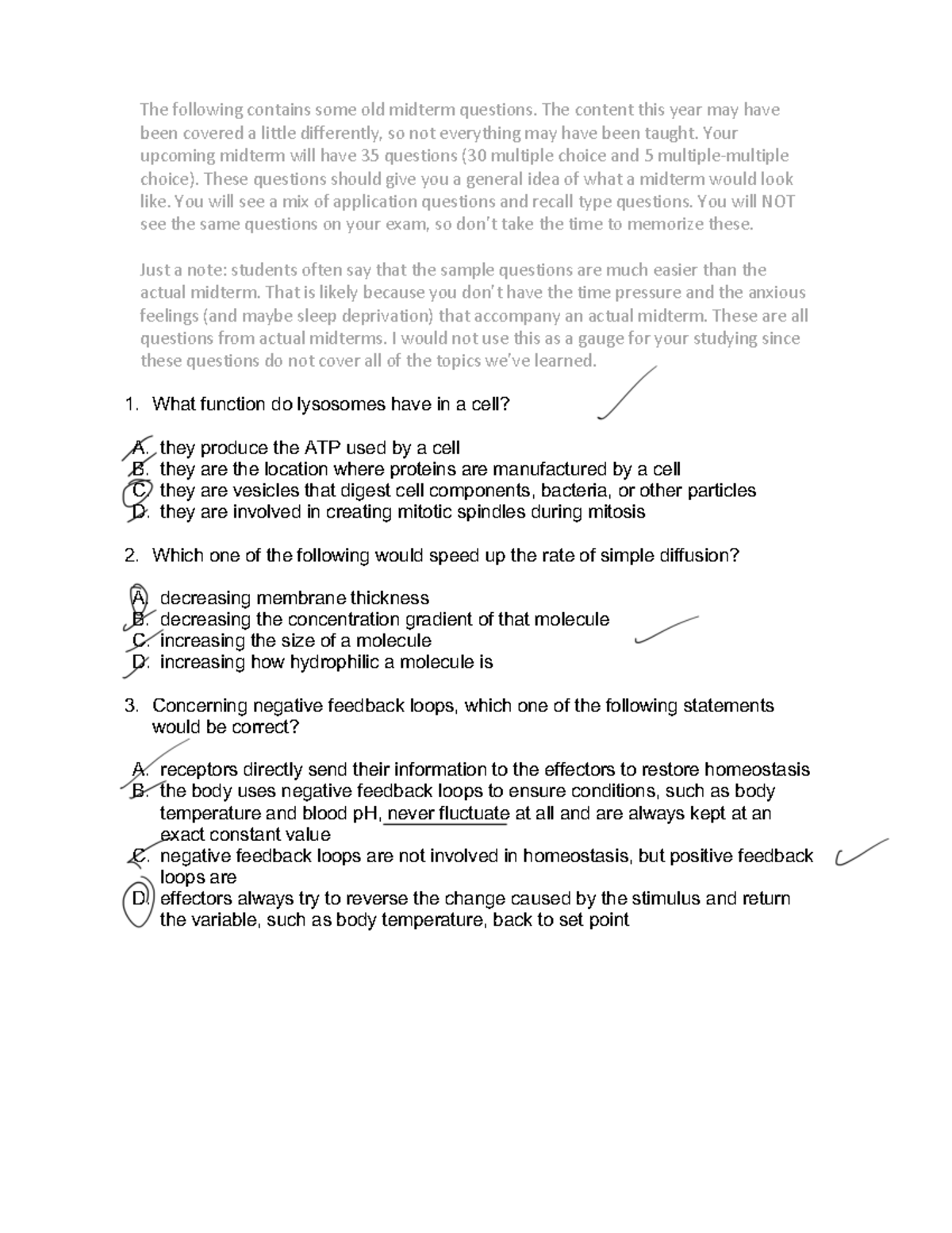Physiology 1021 midterm practice - The following contains some old ...