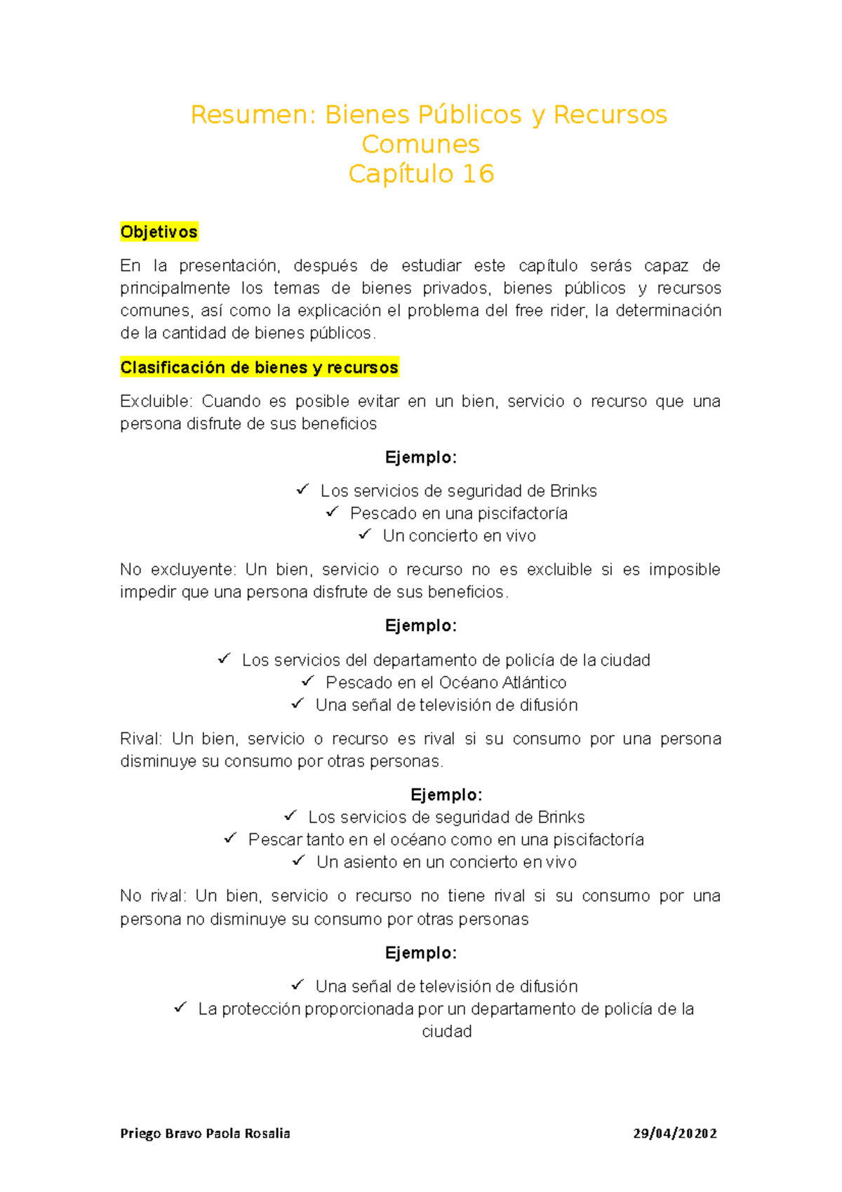 Resumen cap 16 - Bienes Públicos y Recursos Comunes - Resumen: Bienes Públicos y Recursos ...
