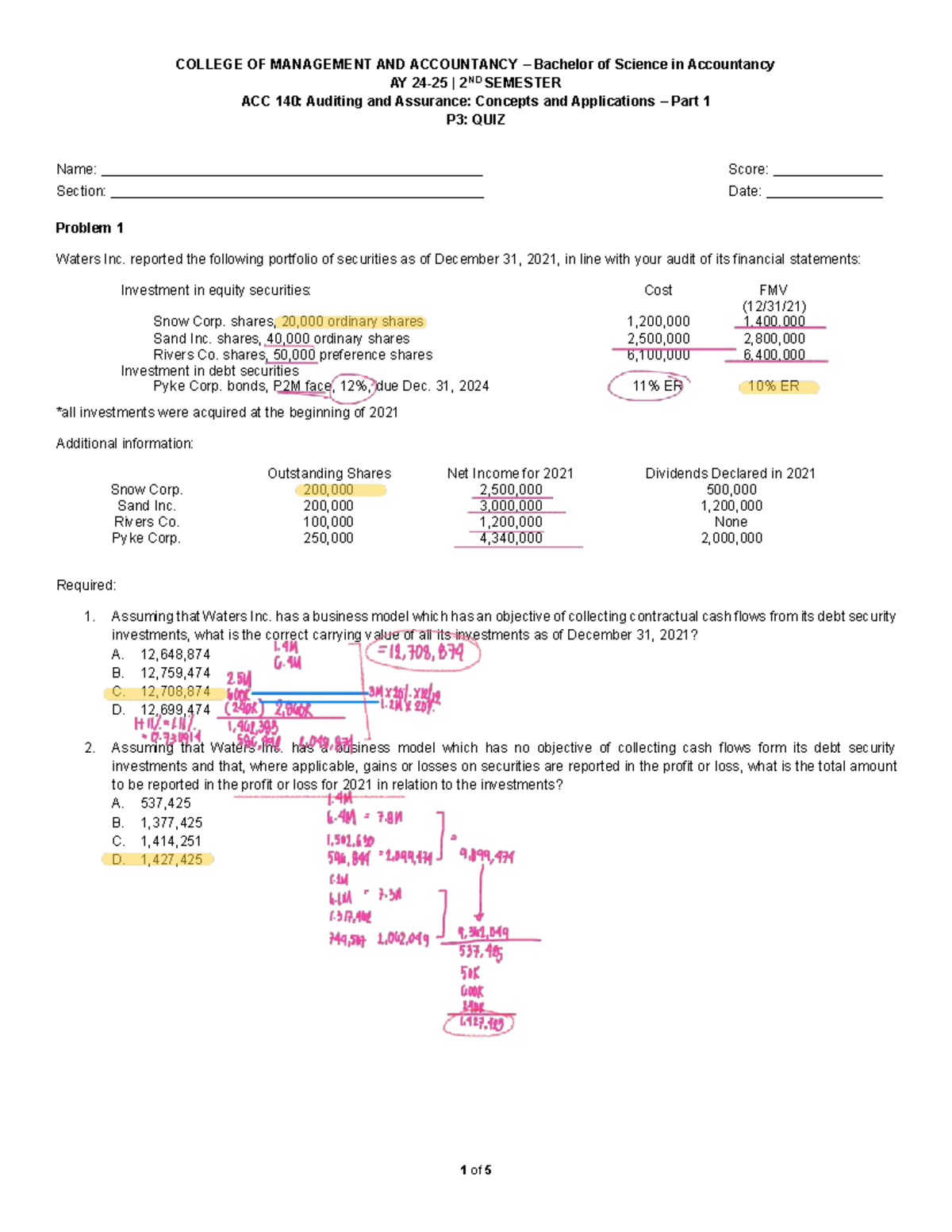 ACC 140 Aud - bbb - COLLEGE OF MANAGEMENT AND ACCOUNTANCY – Bachelor of ...
