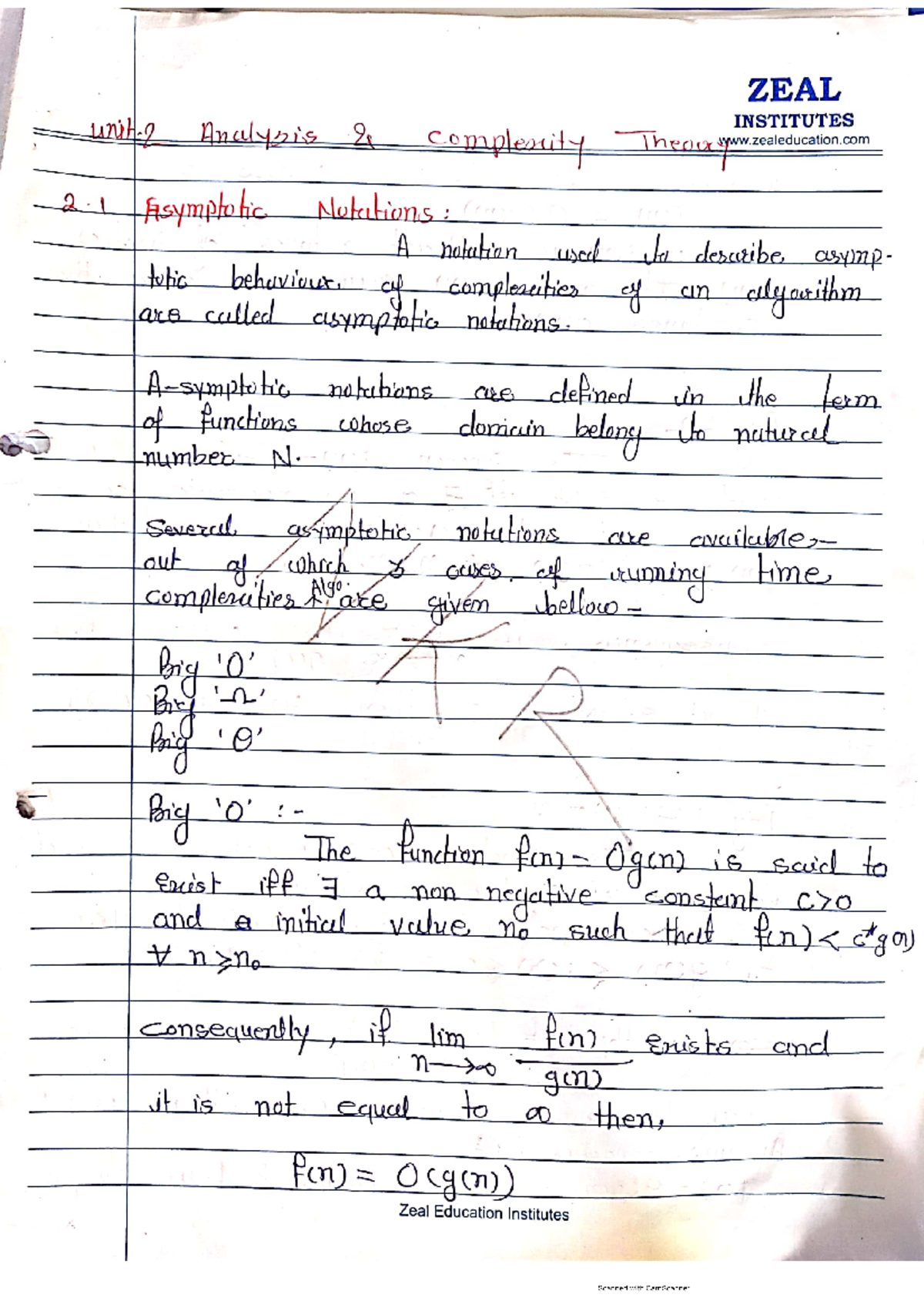 DAA 2 - Notes on Complexity Theory & Asymptotic Notations - Studocu