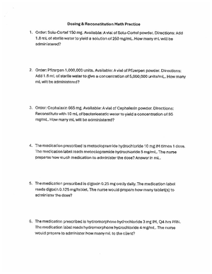 [Solved] Dosage Calculation Practice 1 A health care provider ...