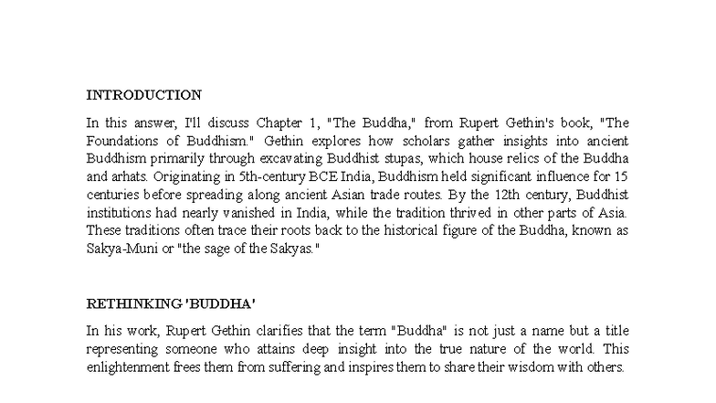 Buddhism (Course Code: Final) - Chapter 1 Insights and Historical ...